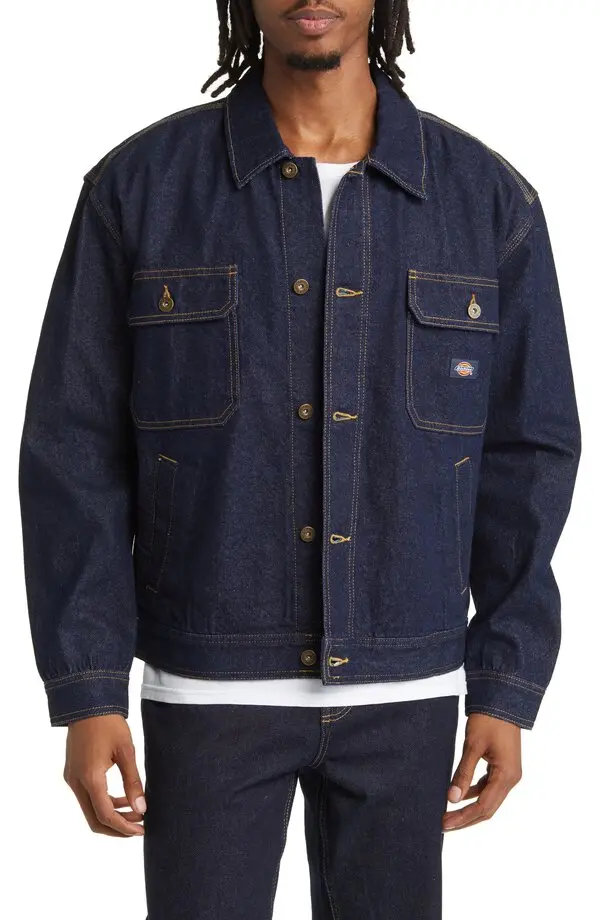 Dickies×LB Denim Jacket Blue Dickies Beavertown Mens Denim Jacket Rinsed Blue